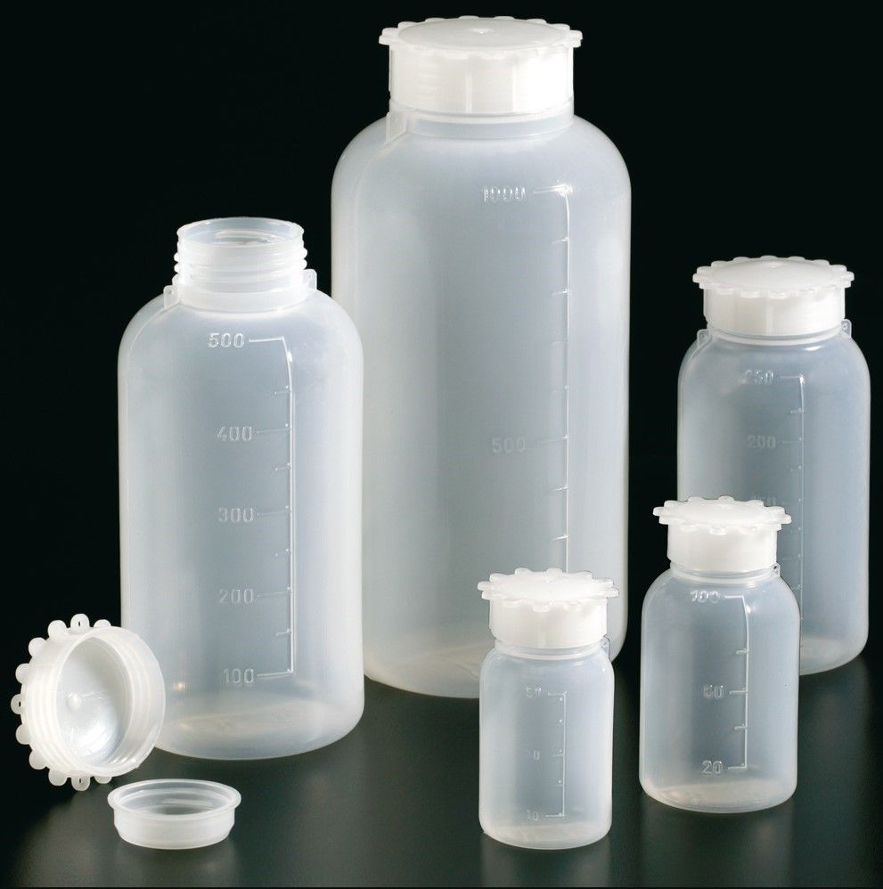 Liquid bottle with wide neck, screw cap and inner plug - Laboreszköz ...