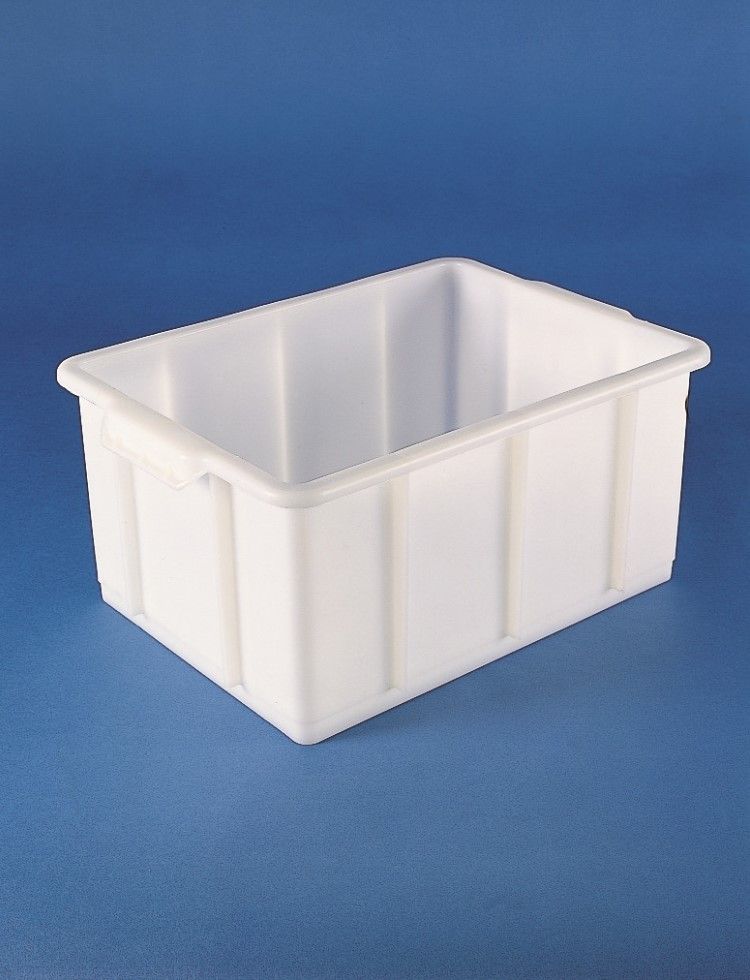 Plastic tray, white, stackable, with handle - Laboreszköz katalógus