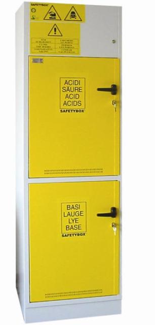 SAFETYBOX alkali and acid storage cabinets with separated interior ...