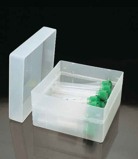 Storage box with removable, transparent lid for tubes and other ...